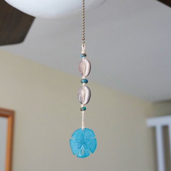 Hand Crafted | Accents | Hawaiian Seashell Sea Glass Ceiling Fan Light ...
